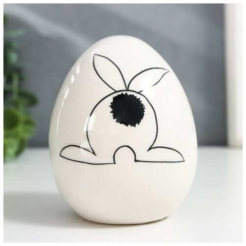 --- Сувенир керамика яйцо "Заячий хвостик" 6,3х6,3х9 см