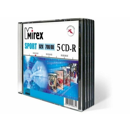 Диск CD-R Mirex 700 Mb, 52х, дизайн "Sport", Slim Case (5), (5/200)