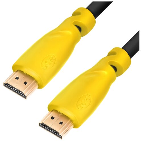 Кабель HDMI 1м для Apple TV SmartTV Xiaomi TV Box ПК PlayStation Xbox PS3 PS4 Pro проектор компьютер Ultra HD 4K 3D Ethernet GCR GOLD черный+желтый