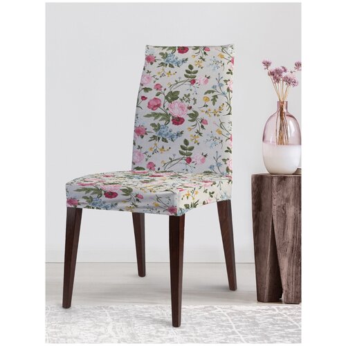 Декоративный чехол на стул JoyArty "Викторианские цветы" со спинкой велюровый