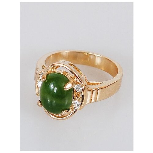 Кольцо помолвочное Lotus Jewelry, нефрит, размер 17, зеленый