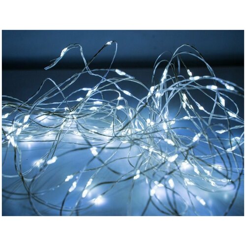 Гирлянда 80 холодных белых mini LED-ламп, 8+3 м, серебряный провод, контроллер, таймер, уличная, Koopman International