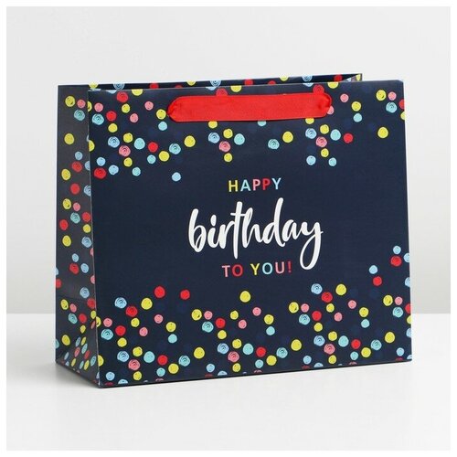 Пакет подарочный ламинированный горизонтальный, упаковка, «Happy Birthday», ML 27 х 23 х 11,5 см