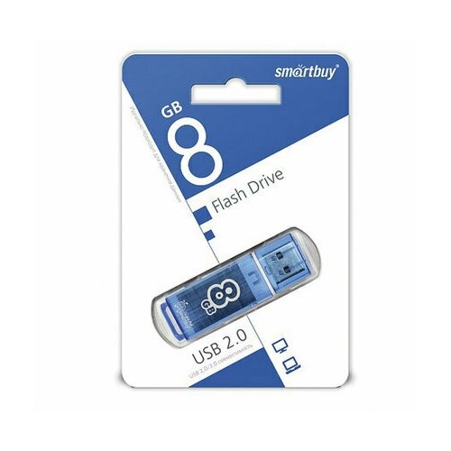 Флеш-диск 8 GB, комплект 30 шт, SMARTBUY Glossy, USB 2.0, синий, SB8GBGS-B