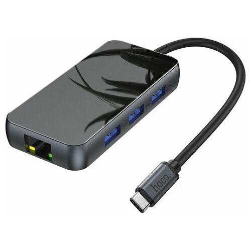 Переходник HOCO HB16 Easy expand Type-C - 3xUSB3.0+ HDMI+PD+RJ45 Черный