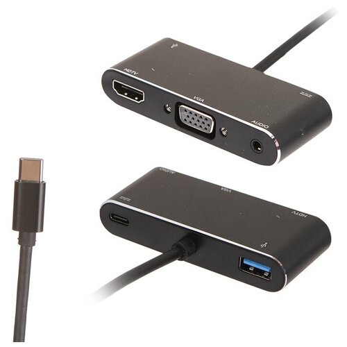 Адаптер Atcom Type-C - HDMI+VGA+USB 10cm AT2810