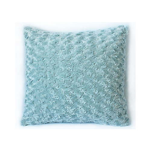 Декоративная интерьерная подушка «Мех «Розочка» Серо-голубой 45х45