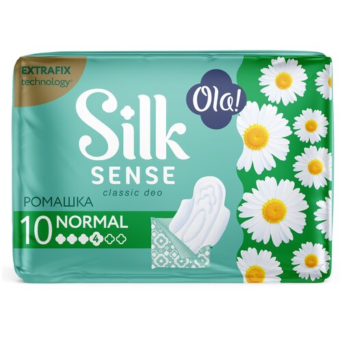 Ola! прокладки Silk Sense Classic Wings Singles Normal Ромашка, 4 капли, 10 шт., ромашка