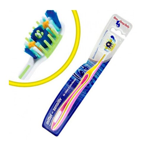 Зубная щетка One Drop Only Mittel-sensitive с массажными щетинками из эластомера. Цвет-синий
