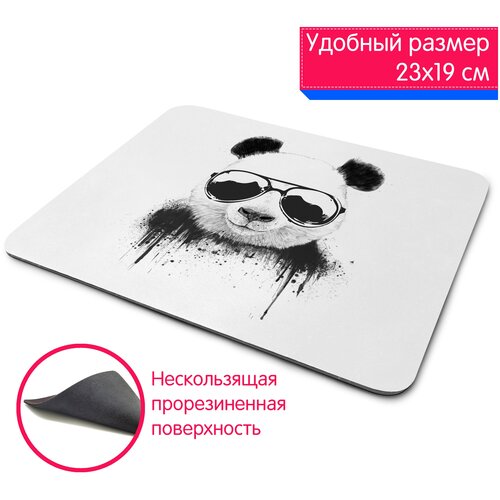 Большой игровой компьютерный коврик для мыши с рисунком Панда в очках