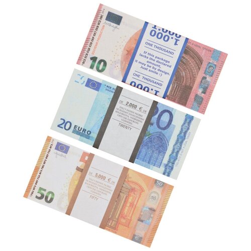 Набор сувенирных денег бумажные 10 20 50 евро