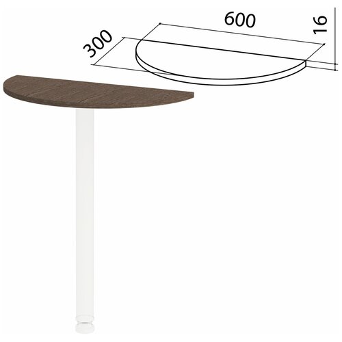 Стол приставной полукруг "Канц", 600х300х750 мм, без опоры, цвет венге, ПК35.16