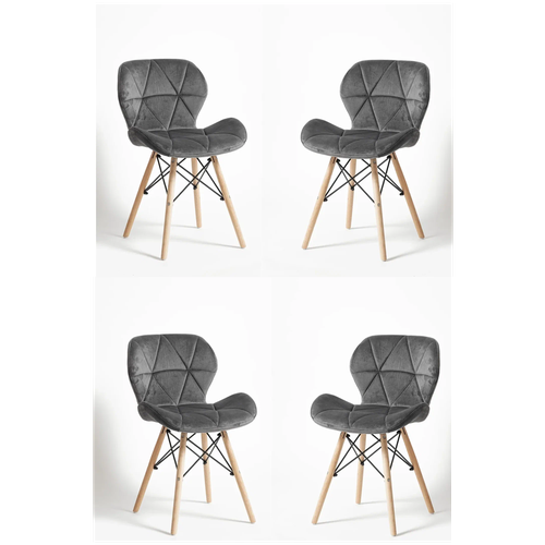 Комплект стульев Цвет Мебели SC-026, массив дерева/текстиль, 4 шт., цвет: графит вельвет
