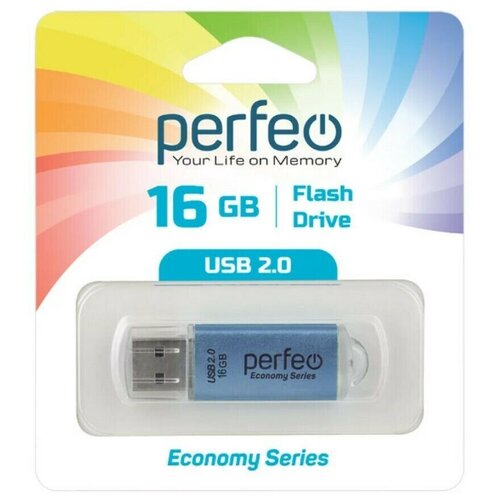 USB Флеш-накопитель USB накопитель Perfeo USB 16GB E01 Blue economy series