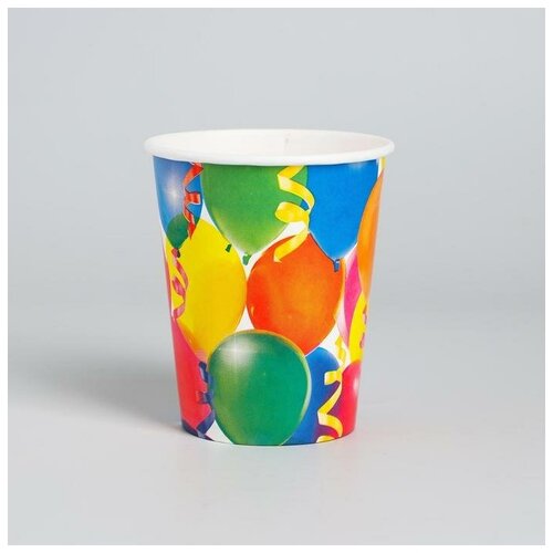 Стакан бумажный «Праздник», воздушные шары и серпантин, 250 мл