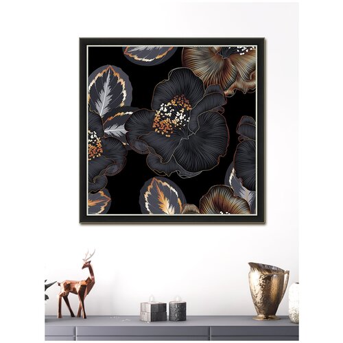 Картина на стену для интерьера "Черное золото 1", 57х57 см/интерьерная картина на бумажном холсте, в раме/Графис