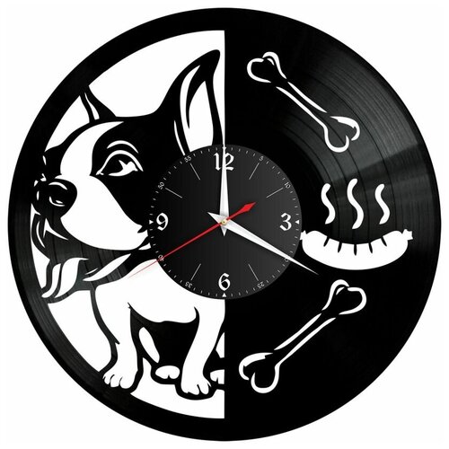 Часы из винила Redlaser "Собака, бульдог, косточка" VW-10728
