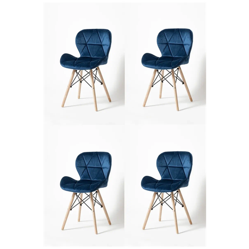 Комплект стульев Цвет Мебели SC-026, массив дерева/текстиль, 4 шт., цвет: синий вельвет