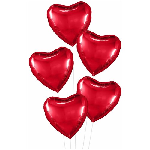 Набор фольгированных шаров Сердце красное 46 см 5 шт