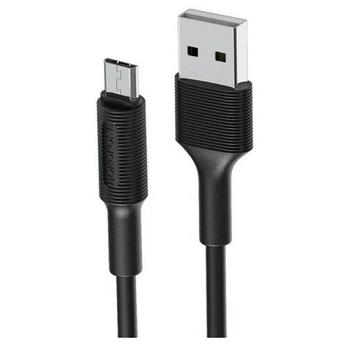 Кабель Borofone BX1, microUSB - USB, 2.4 А, 1 м, PVC оплётка, чёрный (1шт.)