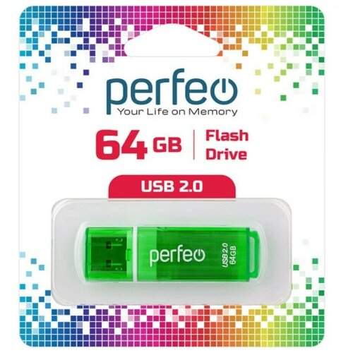 USB Флеш-накопитель USB накопитель Perfeo 64GB C13 Green