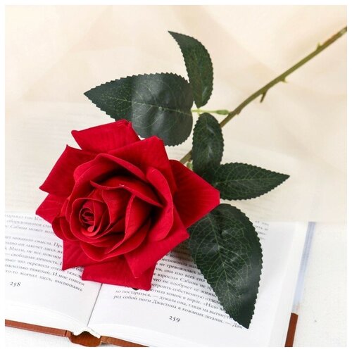 Цветы искусственные "Роза Нежный бархат" d-12 см, h-55 см, красный