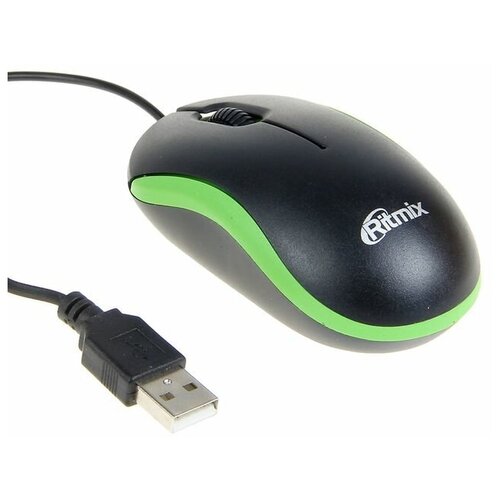 Мышь ROM-111, проводная, оптическая, 800 dpi, USB, зелёная