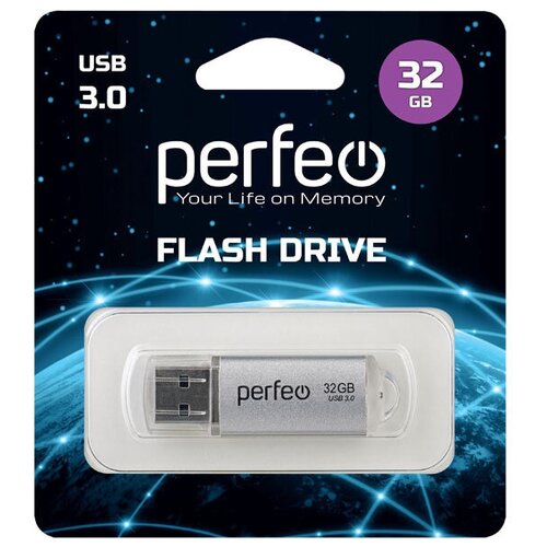 USB Флеш-накопитель USB накопитель Perfeo 3.0 32GB C14 Silver metal series