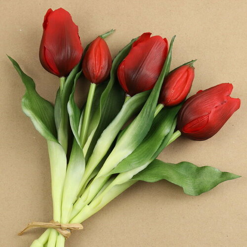 EDG Силиконовые цветы Тюльпаны Piccola Ragazza 5 шт, 28 см темно-красные 216003,40