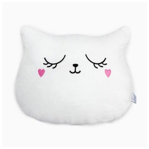 Подушка декоративная "Кошка", цвет белый, 48*38см, велюр, 100% полиэстер/