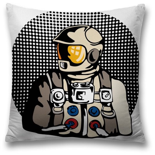 Наволочка декоративная на молнии, чехол на подушку JoyArty "Серьезный космонавт" 45х45 см