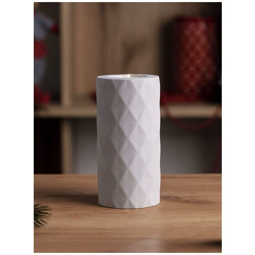 Декоративный подсвечник для чайной свечи Diamond L, 7x15 см, бетон, серый матовый