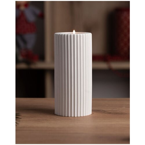 Декоративный подсвечник для чайной свечи Chloe L, 7x15 см, бетон, белый матовый