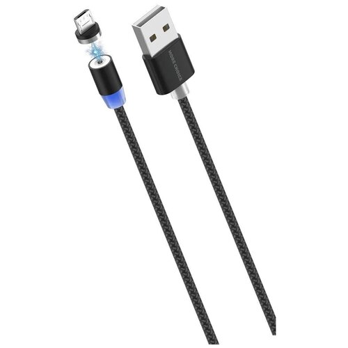 Дата-кабель Smart USB 3.0A для micro USB Magnetic More choice K61Sm нейлон 1м Black