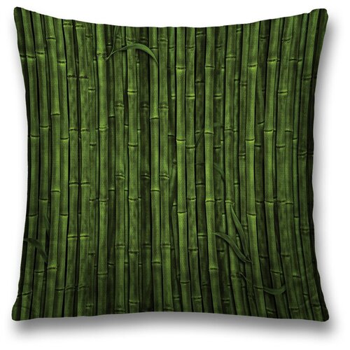 Наволочка декоративная на молнии, чехол на подушку JoyArty "Плотная бамбуковая стена" 45х45 см
