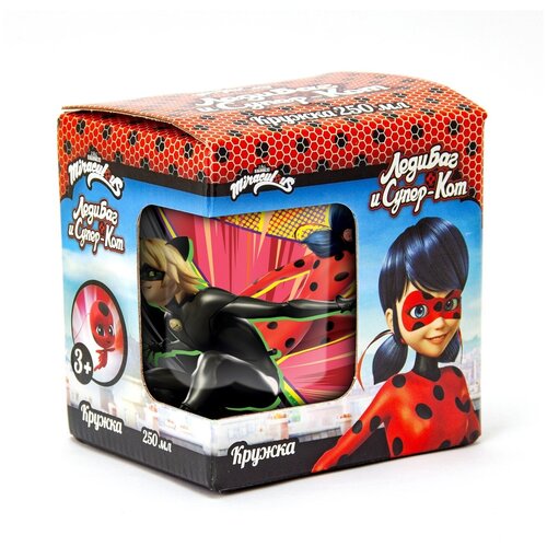 Кружка "Леди Баг и Супер Кот" Комиксы, в подарочной упаковке, 230 мл, стекло