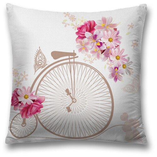 Наволочка декоративная на молнии, чехол на подушку JoyArty "Велосипед с большим колесом" 45х45 см