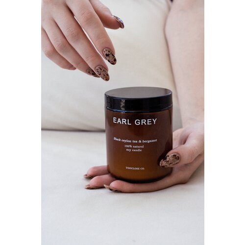 Свеча ароматическая Earl Grey 250 мл, 45 часов горения от TooClose Co. / Аромасвеча / свеча из соевого воска / ароматерапия / свеча в банке / подарок