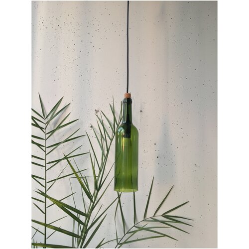 Светильник Бутылка E14 подвесной светло-оливковый 7,5х7,5х31, длинный шнур 1 м