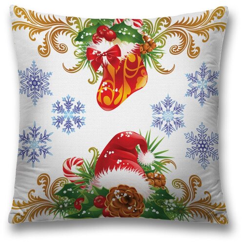 Наволочка декоративная на молнии, чехол на подушку JoyArty "Новогоднее настроение" 45х45 см