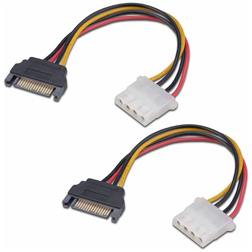 Аксессуар Кабель переходник Akasa SATA PSU Power to 4pin PSU Molex Connector 15см 2psc AK-CBPW03-KT02