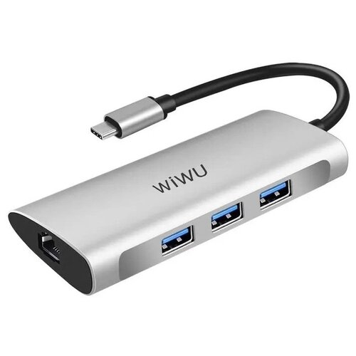 Переходник для зарядки и передачи данных Wiwu 6 в 1 Alpha 631STR Hub Usb Type-C Gray