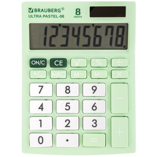 Калькулятор настольный Brauberg Ultra Pastel-08-LG (8-разрядный) мятный (250515)