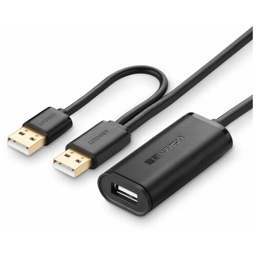 Ugreen 20214 Кабель удлинитель, активный UGREEN US137 USB-A - USB-A (папа-мама), цвет: черный, 10M