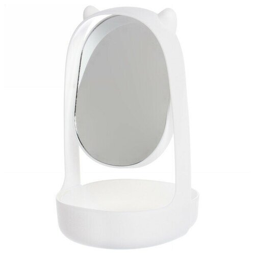 Зеркало настольное с отделением для мелочей «KiKi Touch», белый, 14,5*11см