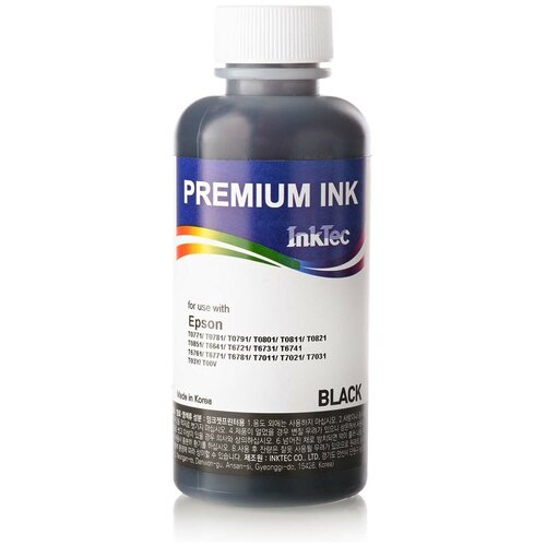 Чернила для принтеров Epson, для заправки картриджей, ПЗК, СНПЧ, водорастворимые, InkTec E0010-100MB, 100 мл, чёрные