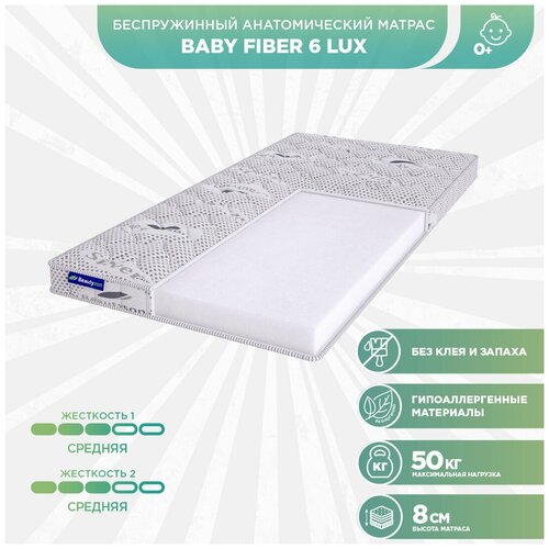 Матрас детский беспружинный Beautyson Baby Fiber 6 LUX 60x130 (Белый), без клея и запаха