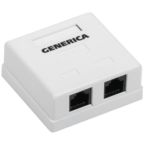 Розетка информационная RJ45 кат.5е UTP 2 порта настенная GENERICA ITK CS2-1C5EU-22-G, 1шт