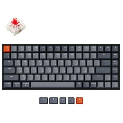 Беспроводная клавиатура Keychron K2, 84 клавиши, RGB подсветка, Gateron Red Switch серая