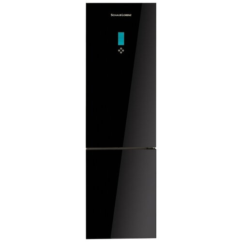 Холодильник Schaub Lorenz SLU S379Y4E, черное стекло, двухкамерный, No Frost, зона свежести, ионизация